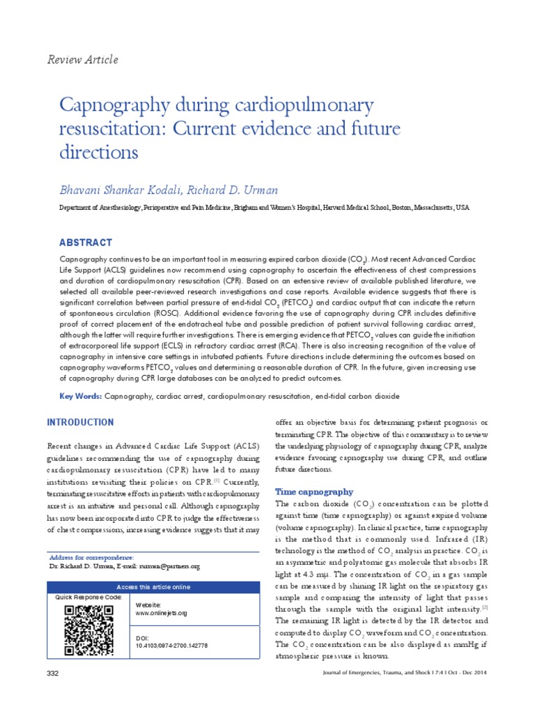 (2014) Capnography During Cardiopulmonary Resuscitation - Current ...