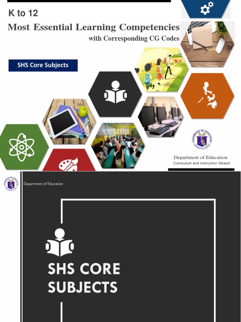 SHS - Core Subjects MELCs With CG Codes | PDF | Rock (Geology ...