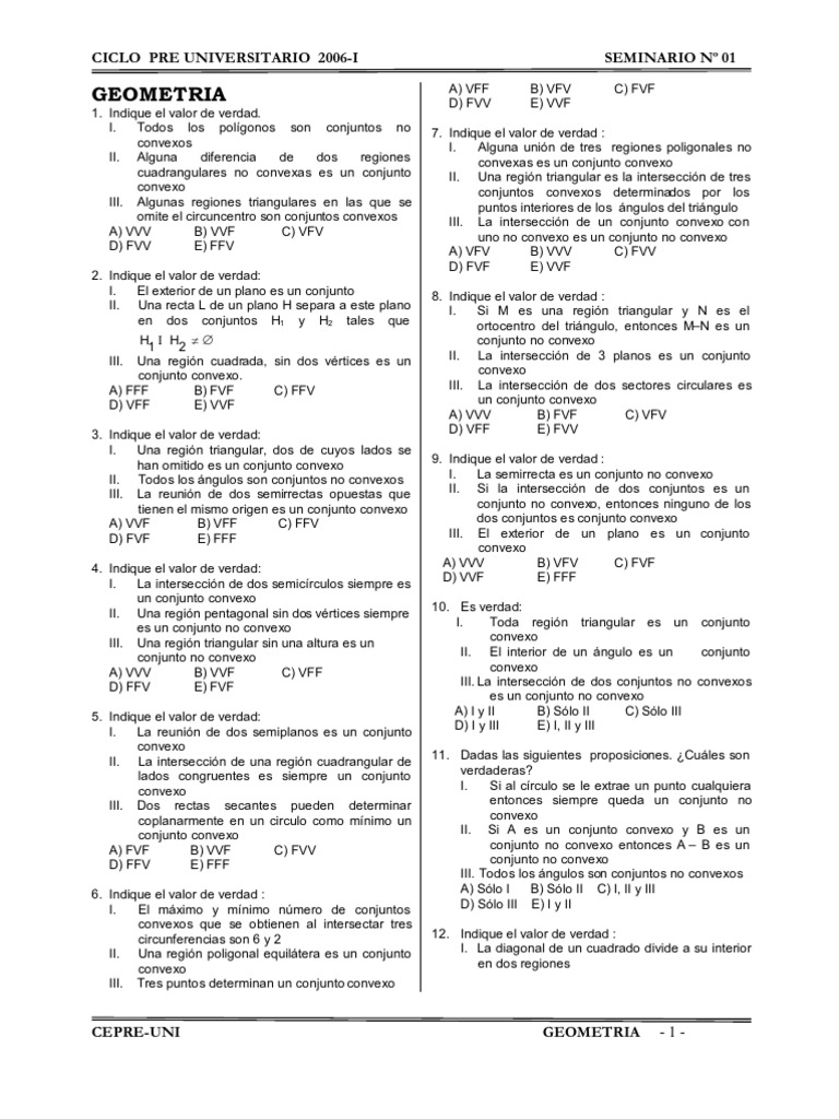 1er Sem Geometria Ceppre Uni2006-I | PDF | Conjunto convexo | Triángulo