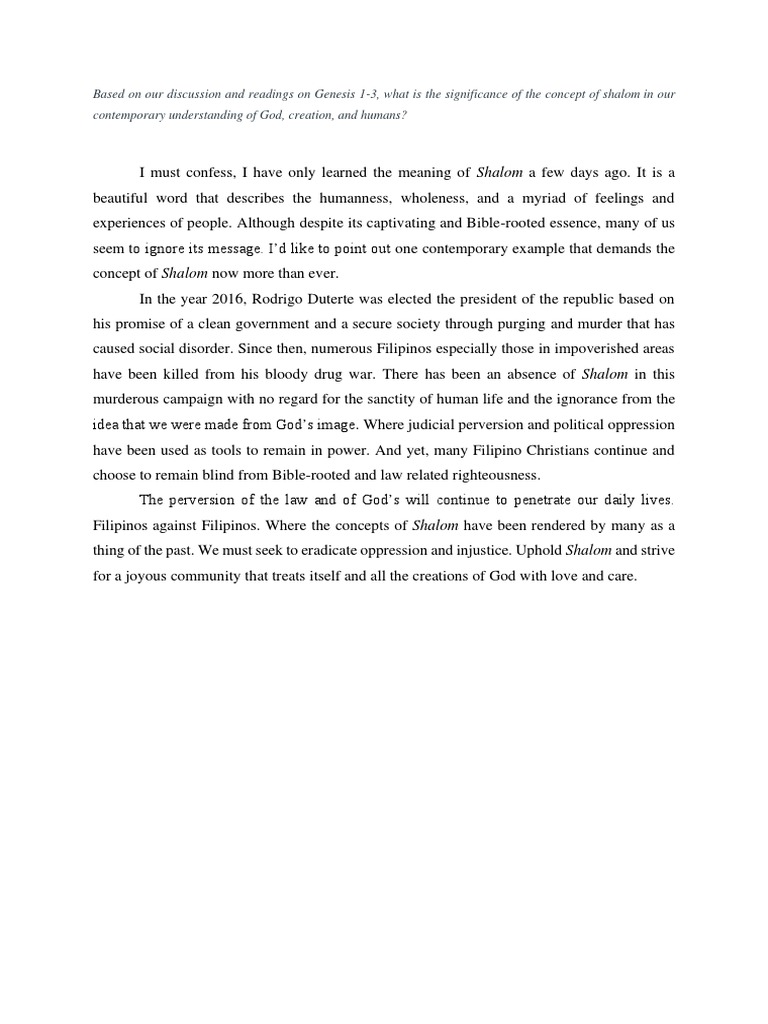 Short Essay Quiz On Genesis 1-3 | PDF