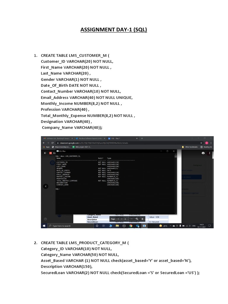 Sql Day1 Assignment Pdf Computer Programming Computer Data 