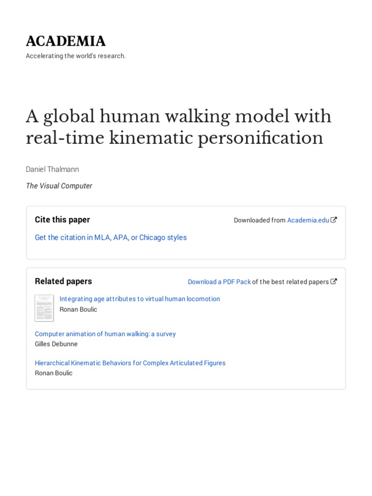 A Global Human Walking Model With Real-Time Kinematic Personification ...