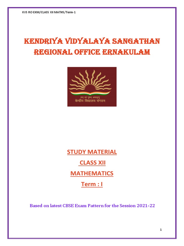 Kendriya Vidyalaya Sangathan Regional Office Ernakulam: Study Material ...