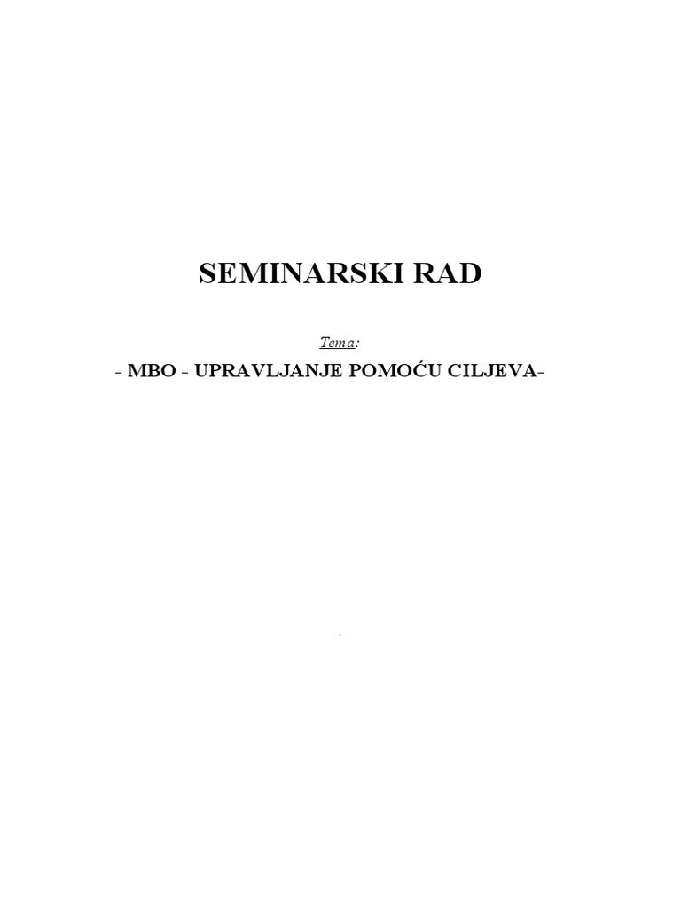 Upravljanje Pomocu Ciljeva, Organizacija | PDF