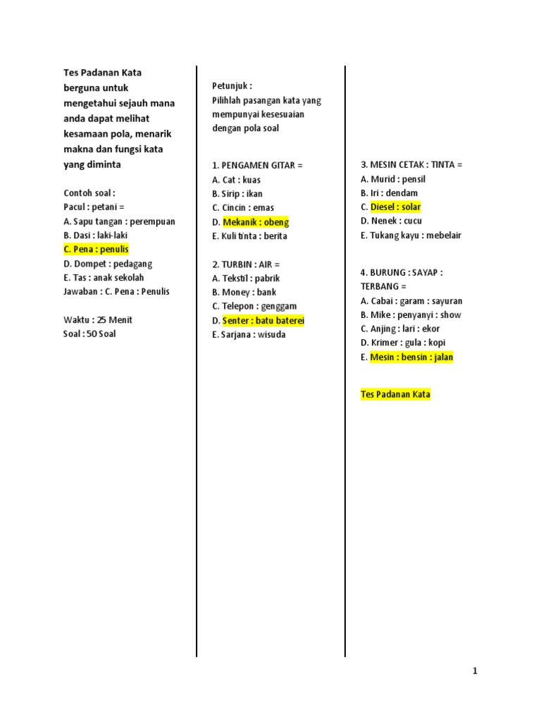 Latihan Padanan Kata | PDF | Seni