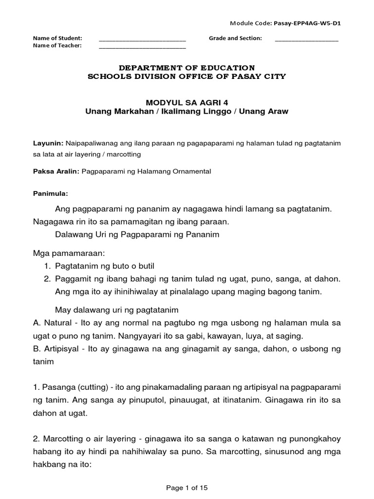 8 Grade 4 EPP Q1 W5 | PDF