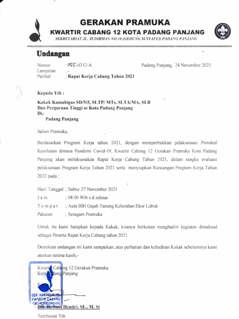 Undangan Raker Kamabigus Tahun 2022 | PDF