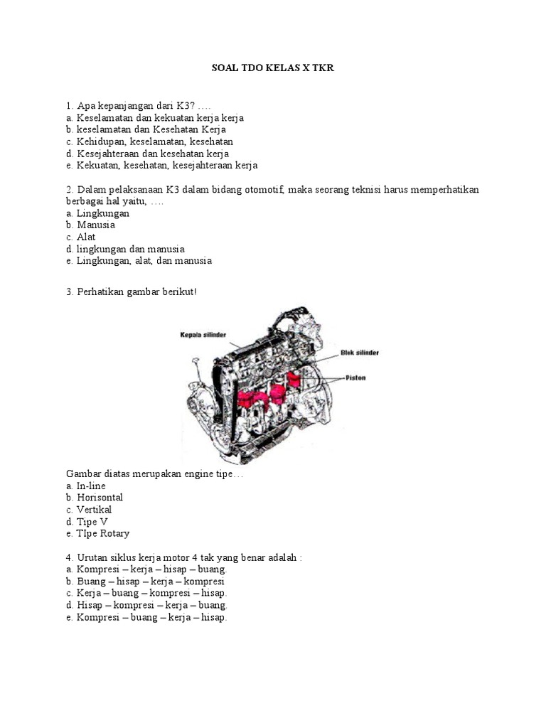 Soal K3 dan Sistem Hidrolik TKR X | PDF