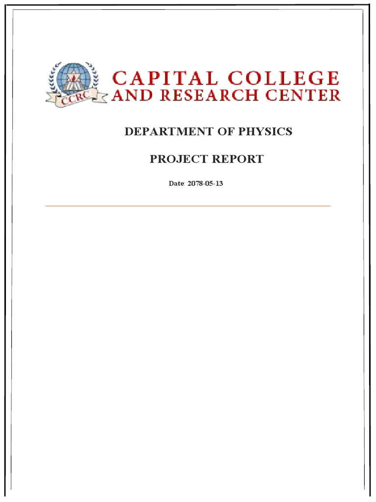 Department of Physics: Project Report | PDF | Fuels | Energy Development
