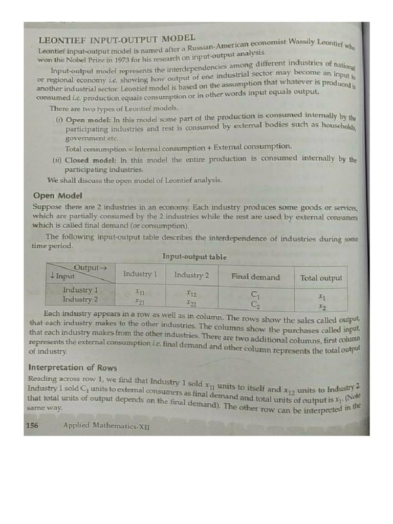 Leontief Input Output Model | PDF