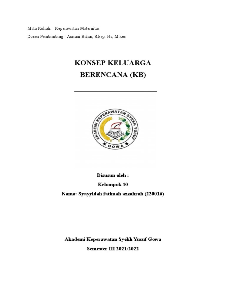 Konsep Keluarga Berencana (KB) : Mata Kuliah.: Keperawatan Maternitas ...