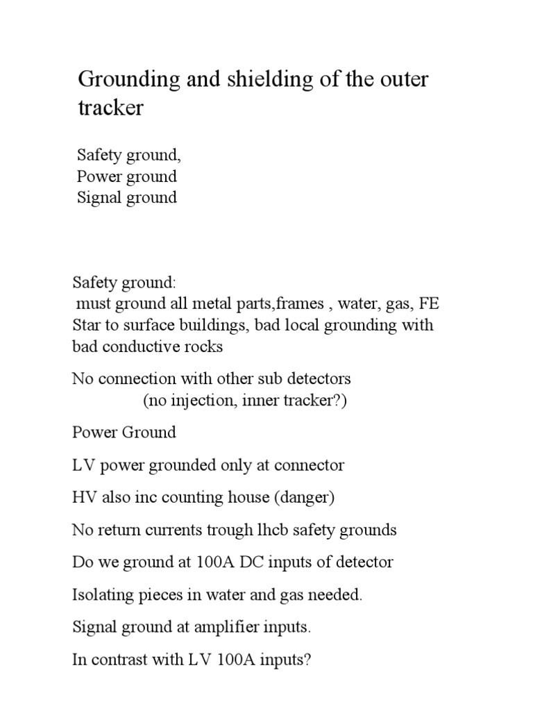Grounding and Shielding of The Outer Tracker | PDF