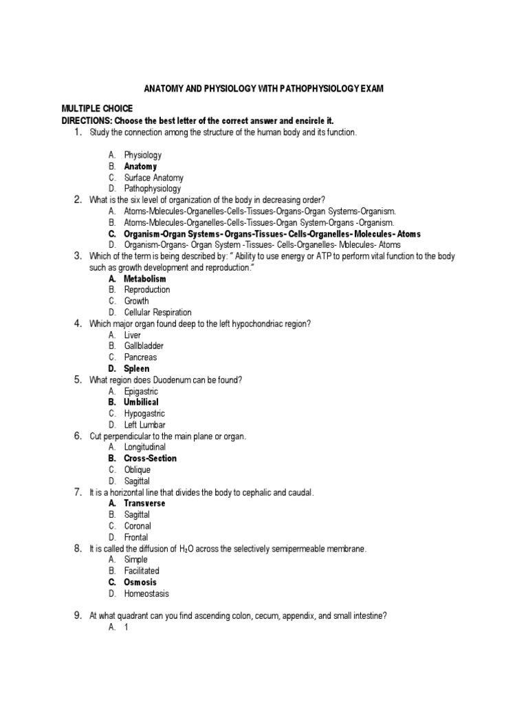 Anatomy and Physiology With Pathophysiology - Exam | PDF | Epithelium ...