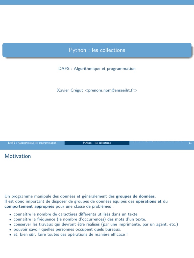 3 Python Les Collections | PDF | Python (Langage de programmation) | Programmation informatique