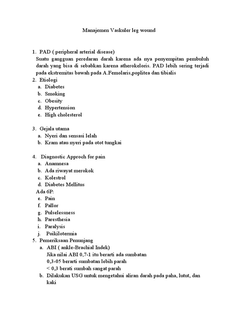 Vascular Management in Leg Wound DR Wirya | PDF