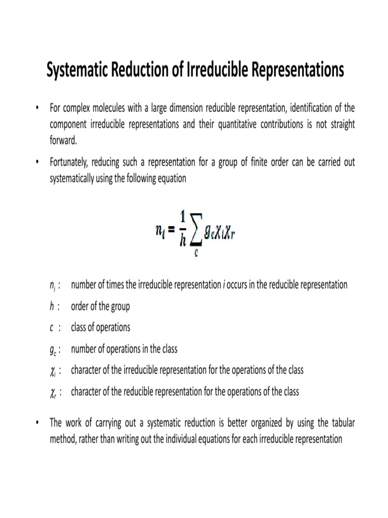 Systematic Reduction of Representations | PDF | Group Representation ...