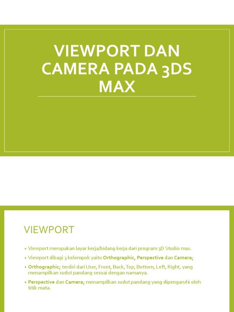 Viewport Dan Camera Pada 3DS Max | PDF
