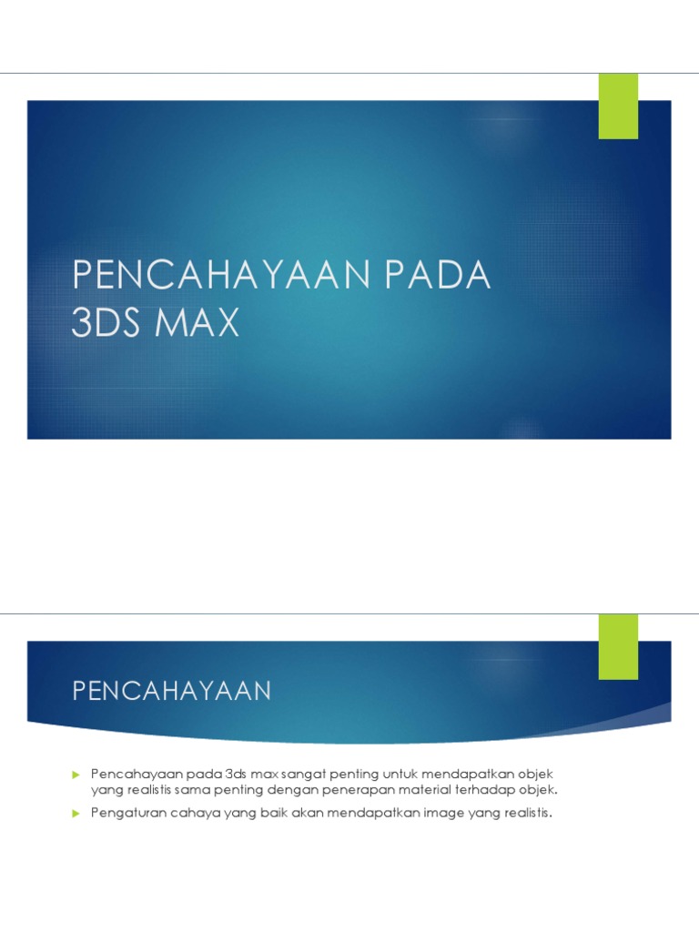 Pencahayaan Pada 3DS Max | PDF