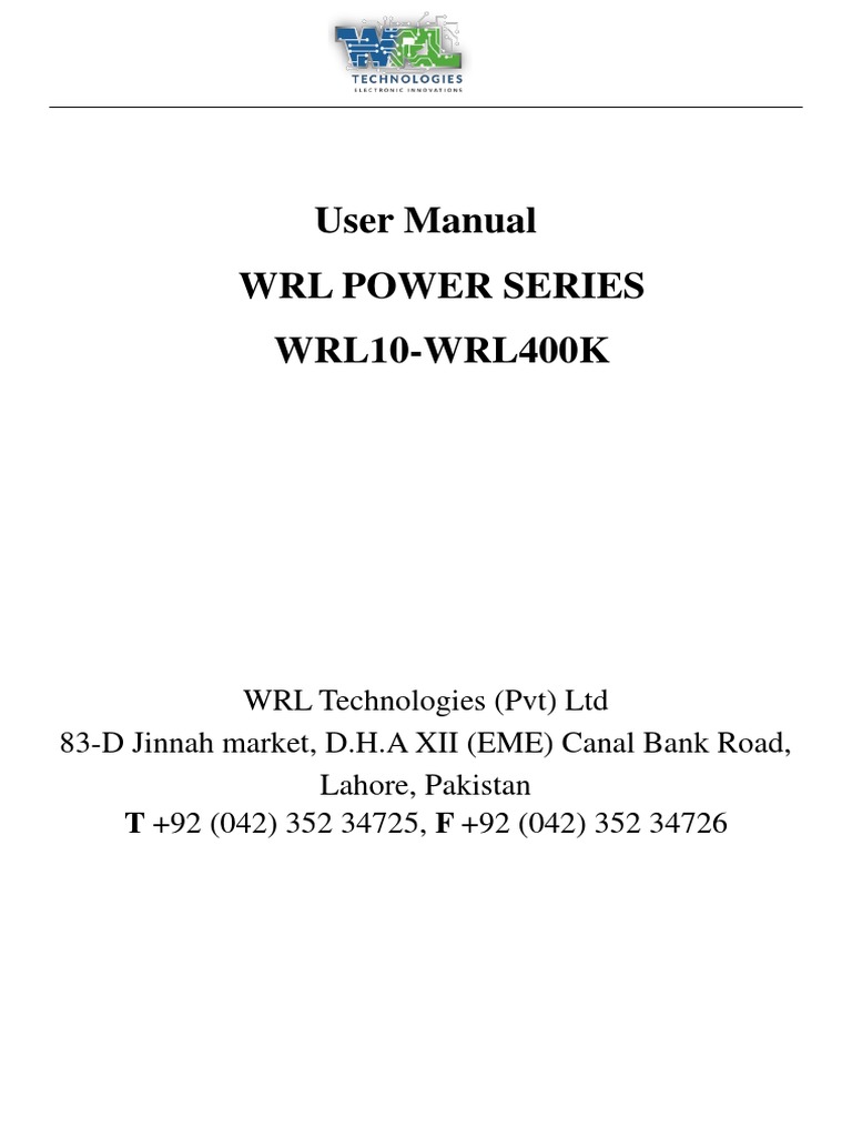 WRL Power Series 10-400K User Manual | PDF | Power Inverter | Power Supply