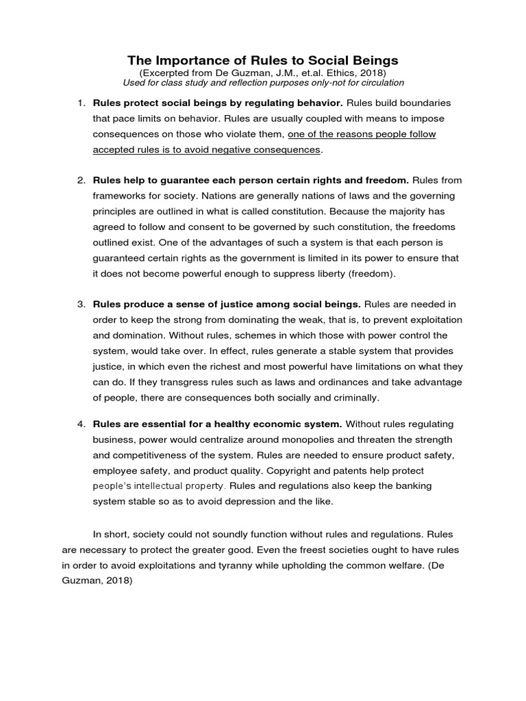 Importance of Rules in Society | PDF | Politics