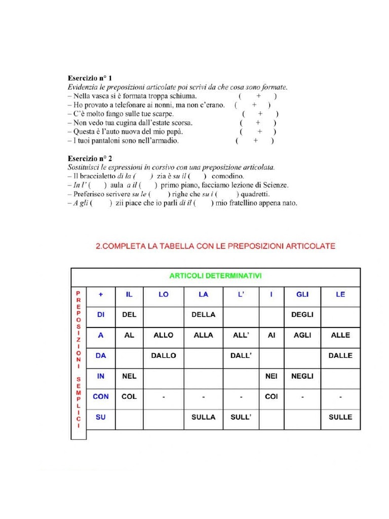 Esercizi Preposizioni | PDF