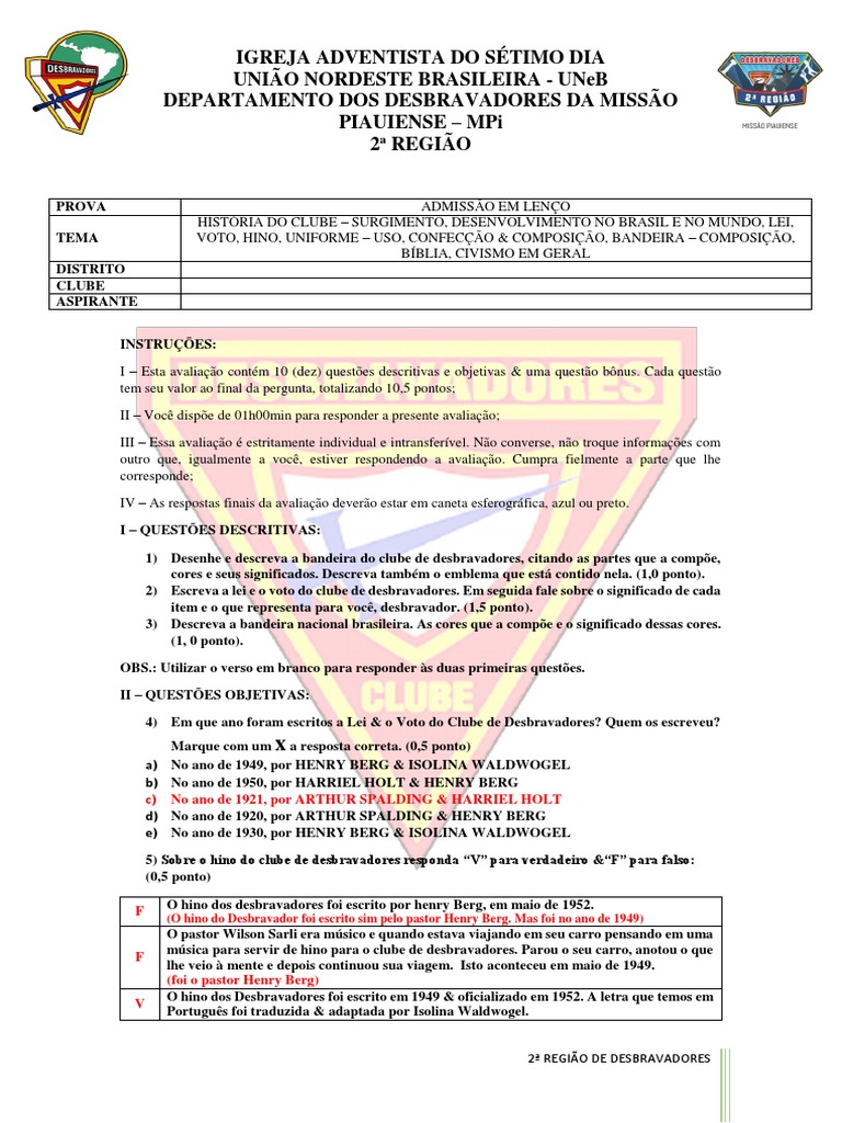 Modelo de Prova CORRIGIDA 2 Região | PDF