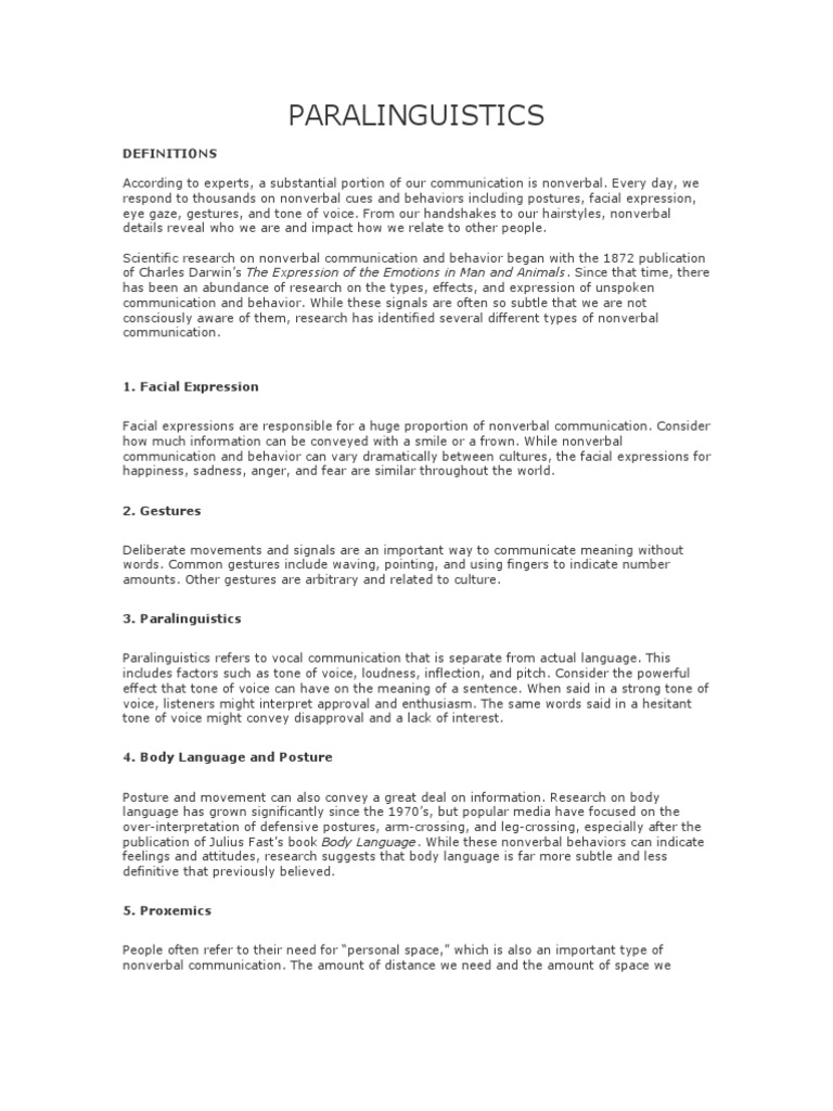 72 - PARALINGUISTICS | Nonverbal Communication | Body Language