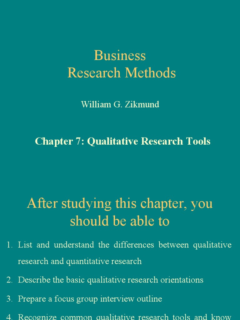 Business Research Methods: Chapter 7: Qualitative Research Tools | PDF ...