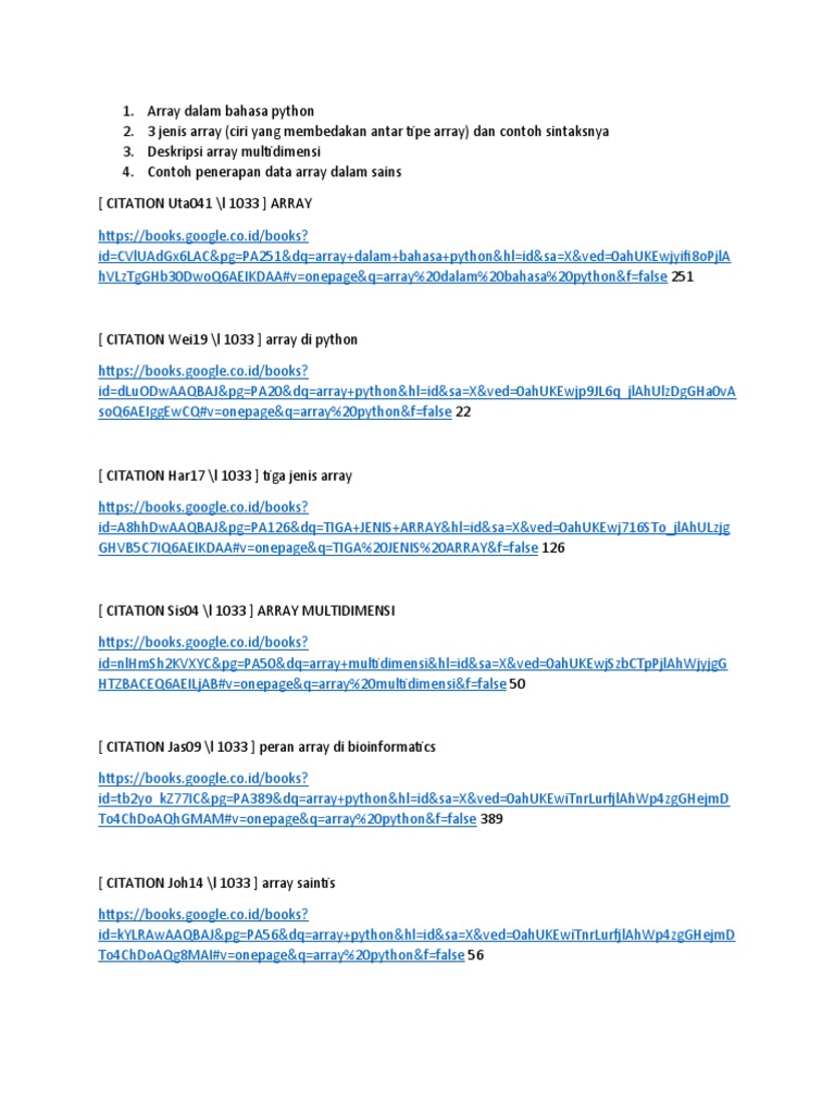 Array Dalam Bahasa Python | PDF