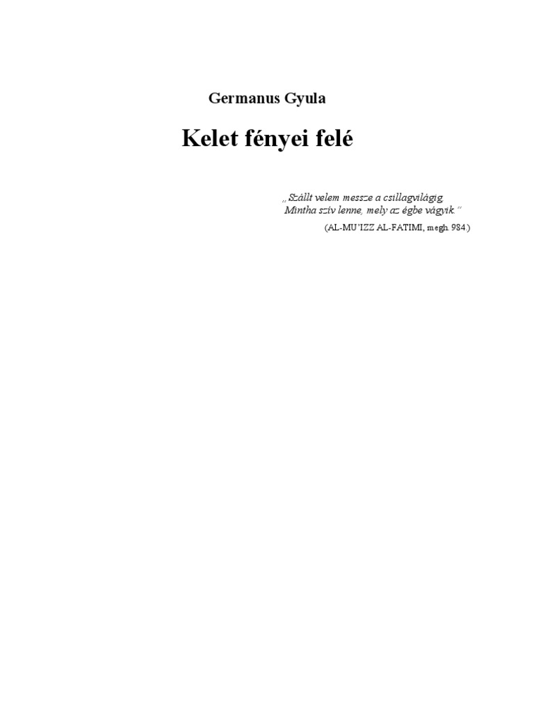 Germanus Gyula - Kelet Fényei Felé | PDF