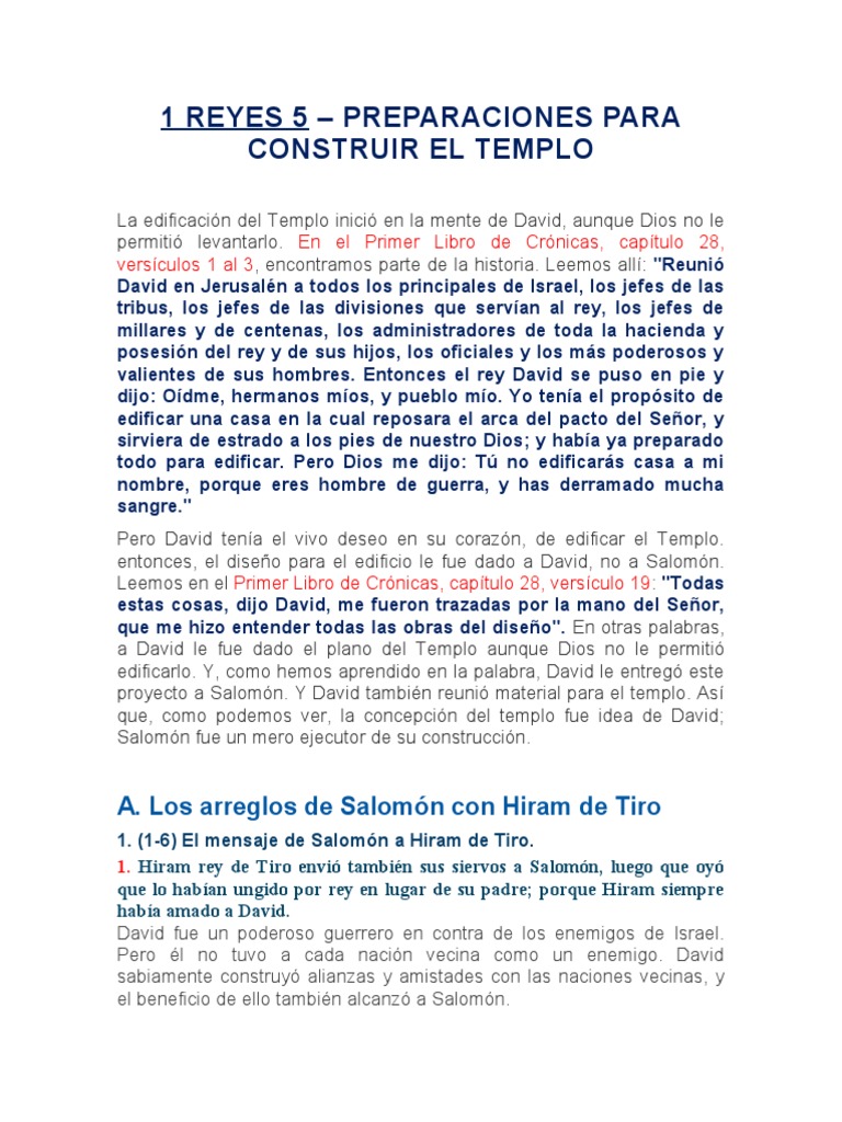 1 Reyes 5 | PDF | Solomons | David