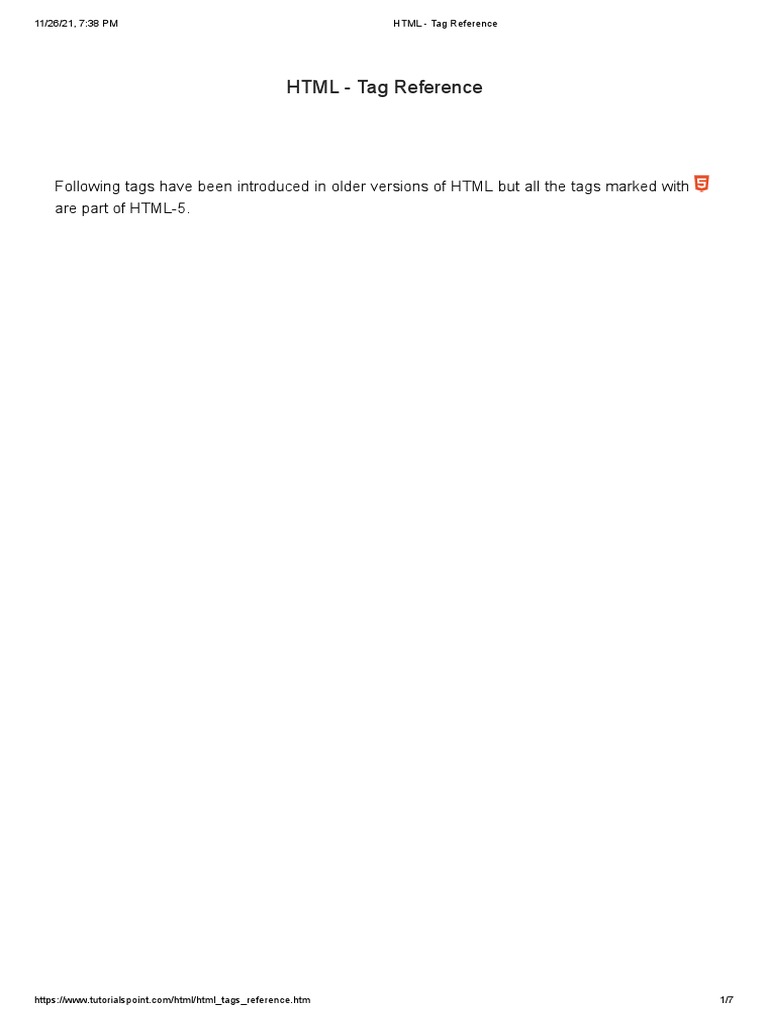 A Comprehensive Guide to HTML Tags and Their Usage | PDF | Html Element ...