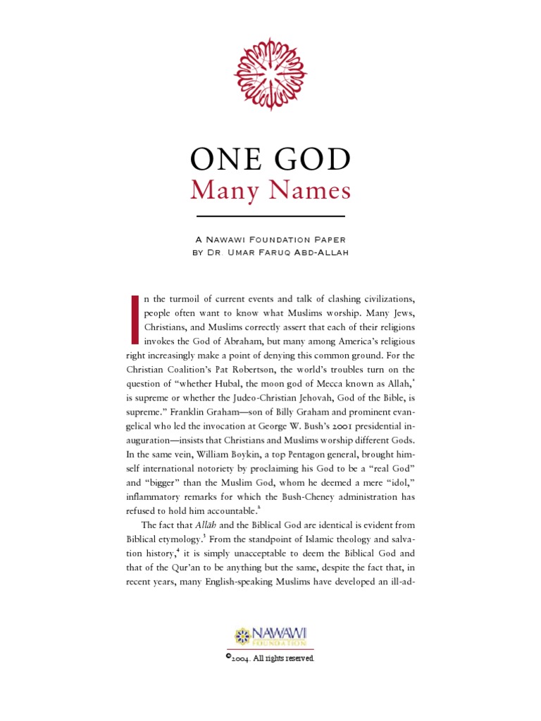 One God Many Names by DR Umar Abdallah | PDF | Social Science | Philosophy