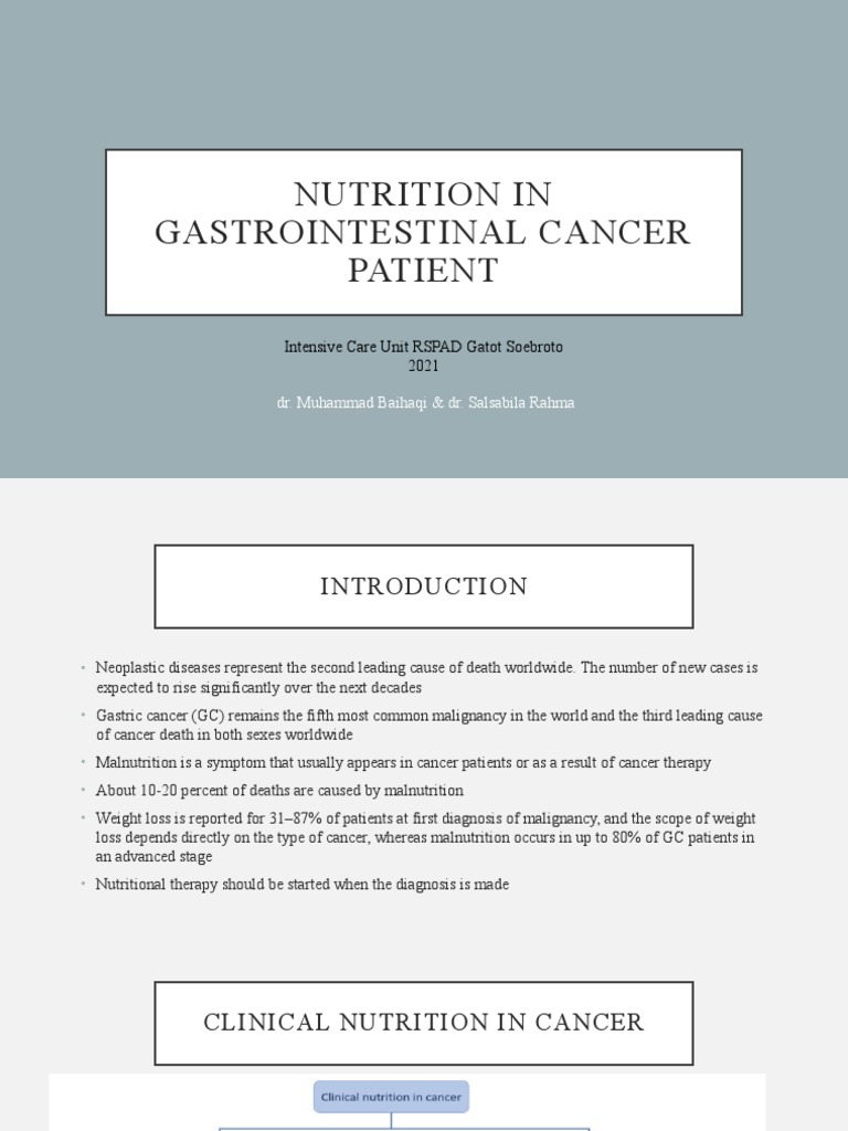 Nutrition in Gastrointestinal Cancer Patient: Intensive Care Unit RSPAD ...