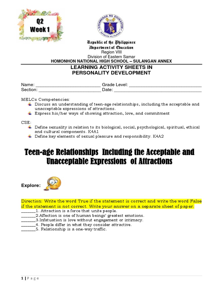 LAS PerDev. Q2 Week1 | PDF | Love | Intimate Relationships