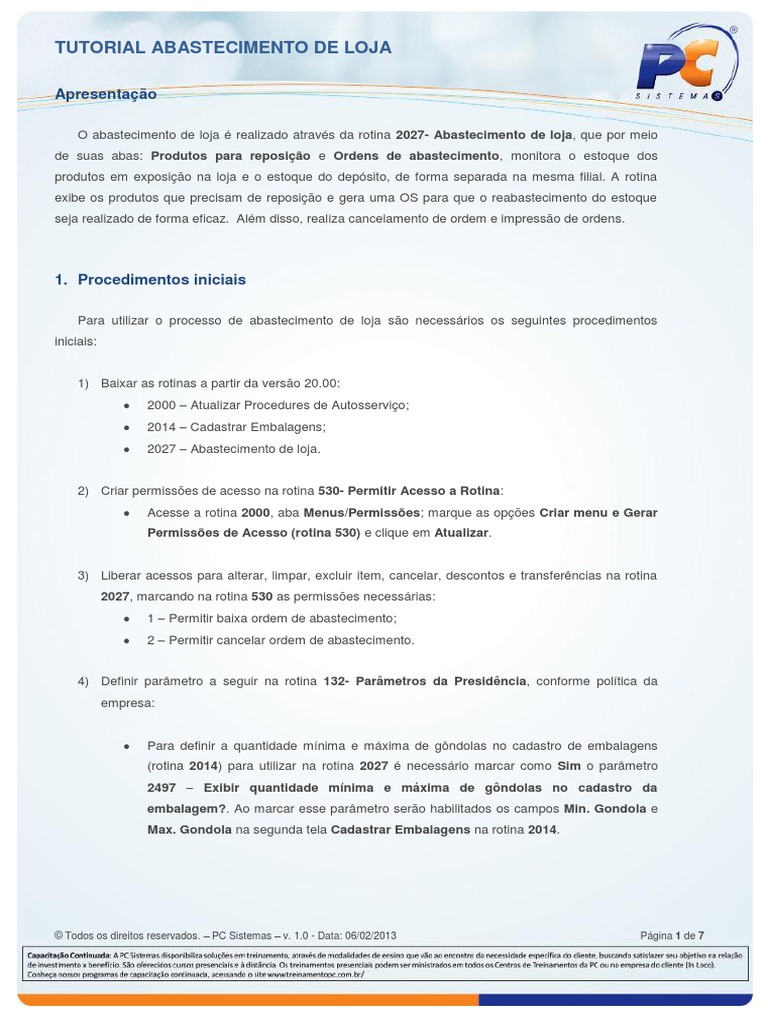 Tutorial Abastecimento de Loja | PDF | Embalagem e rotulagem | Planilha