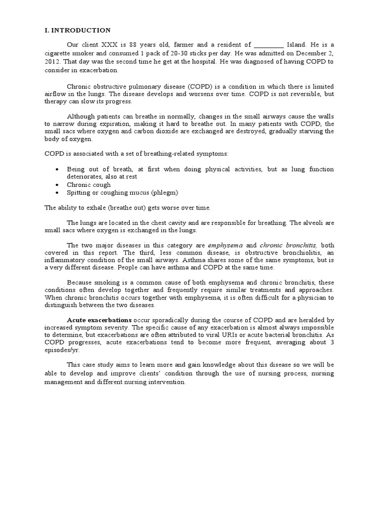 Case Study Patients History For COPD | PDF | Chronic Obstructive ...