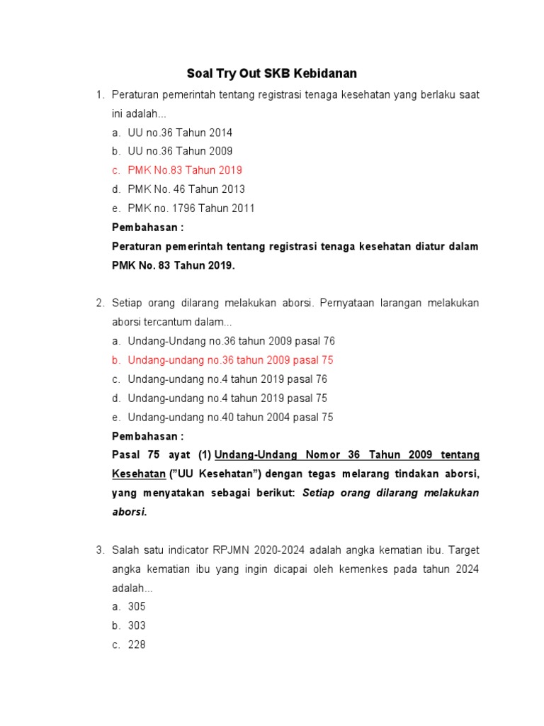 Soal Try Out SKB Kebidanan TERBARU | PDF