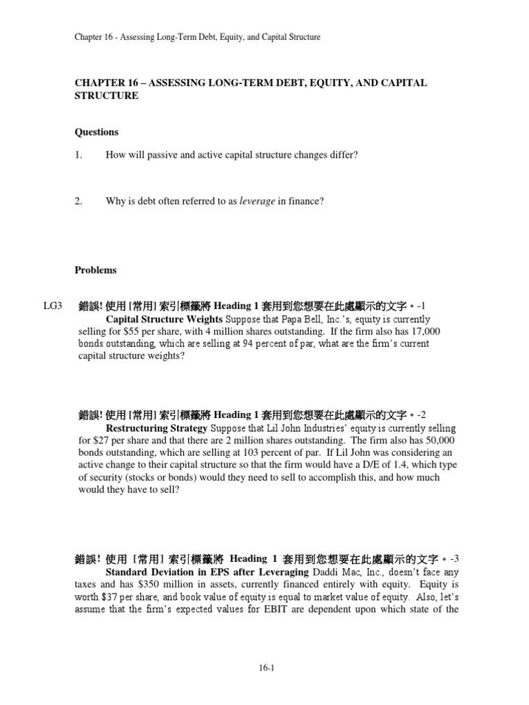 Unit 11 Tutorial Questions | PDF | Capital Structure | Equity (Finance)