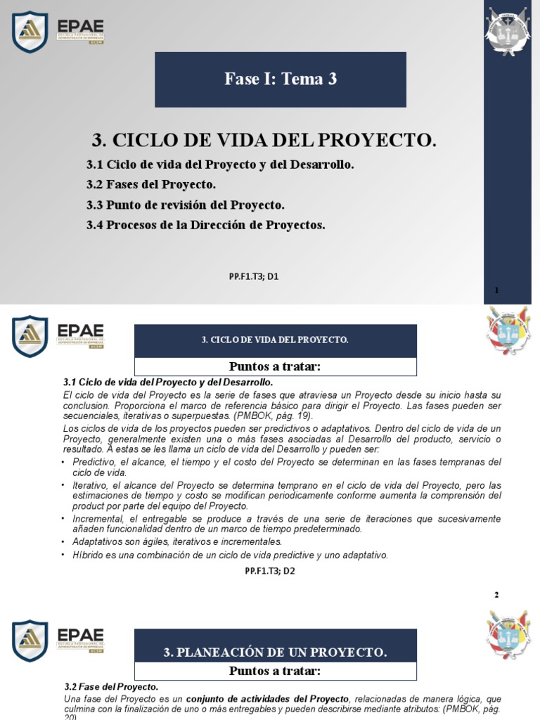 Fase I Tema 3 Ciclos De Vida Del Proyecto Pdf Gestión De