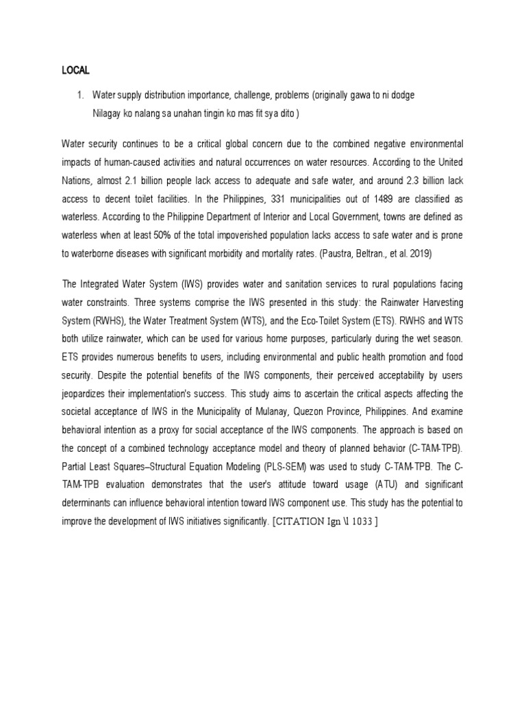 RRL Local Compiled Revise | PDF | Water Supply Network | Water Supply