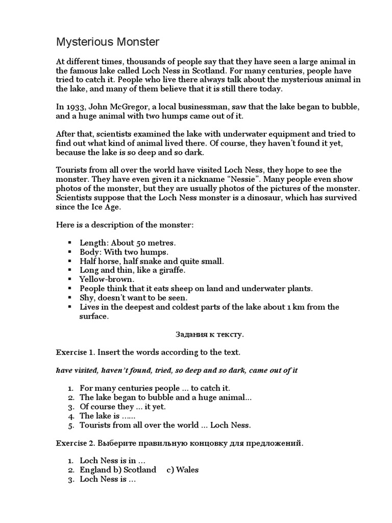 Discover the Mysterious Monster of Loch Ness | PDF | Loch Ness Monster