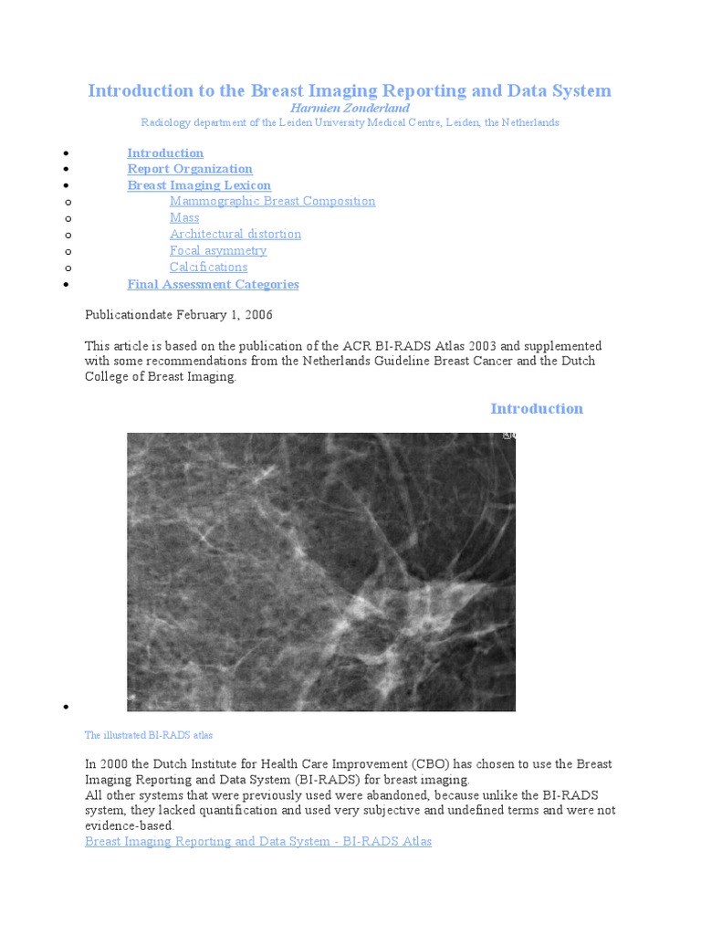 Introduction To The Breast Imaging Reporting and Data System | PDF ...