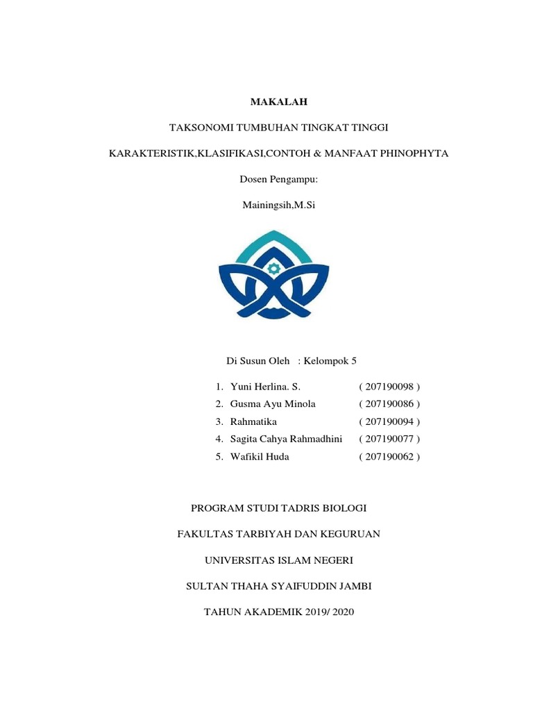 Makalah k5 Taksonomi Tumbuhan Tingkat Tinggi - 5d - Pinophyta | PDF | Kesehatan Holistik