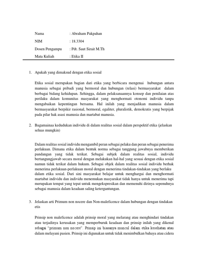 Abraham Pakpahan (18.3304) UTS Etika II | PDF | Pengembangan Diri