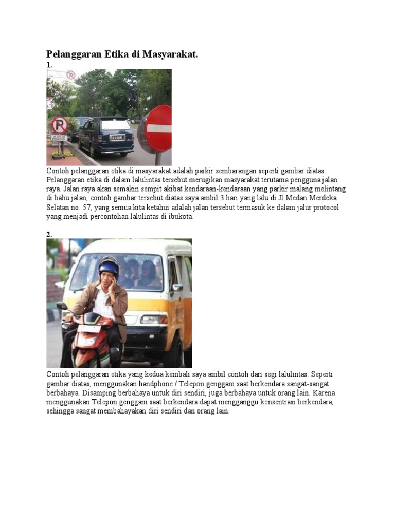 Contoh Pelanggaran Etika & Etiket | PDF | Pengembangan Diri | Gaya Hidup