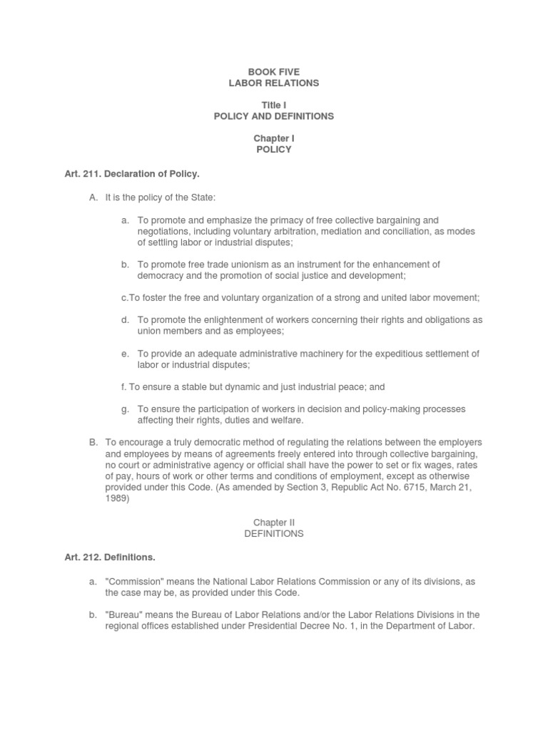 Labor Code Book Five | PDF | Employment | Arbitration