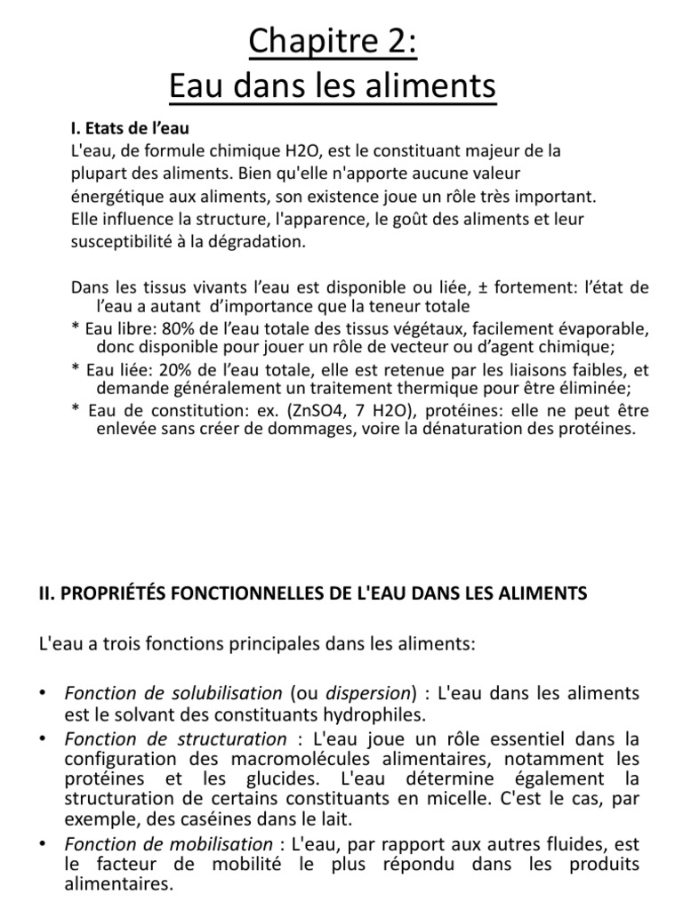 Activité de l'eau dans les aliments | PDF | Adsorption | Eau