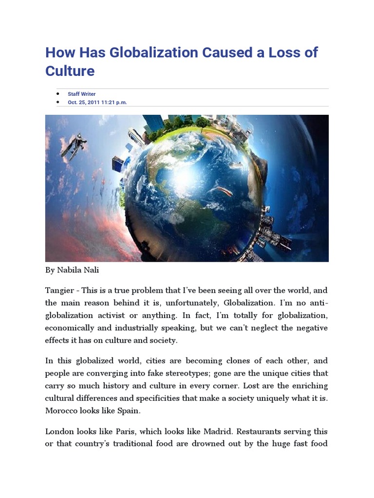 How Has Globalization Caused A Loss of Culture | PDF | Social Science ...