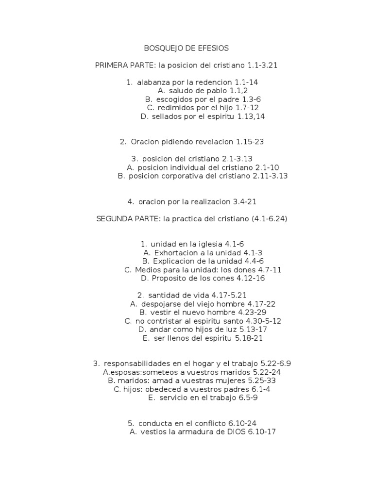 Bosquejo de Efesios | PDF